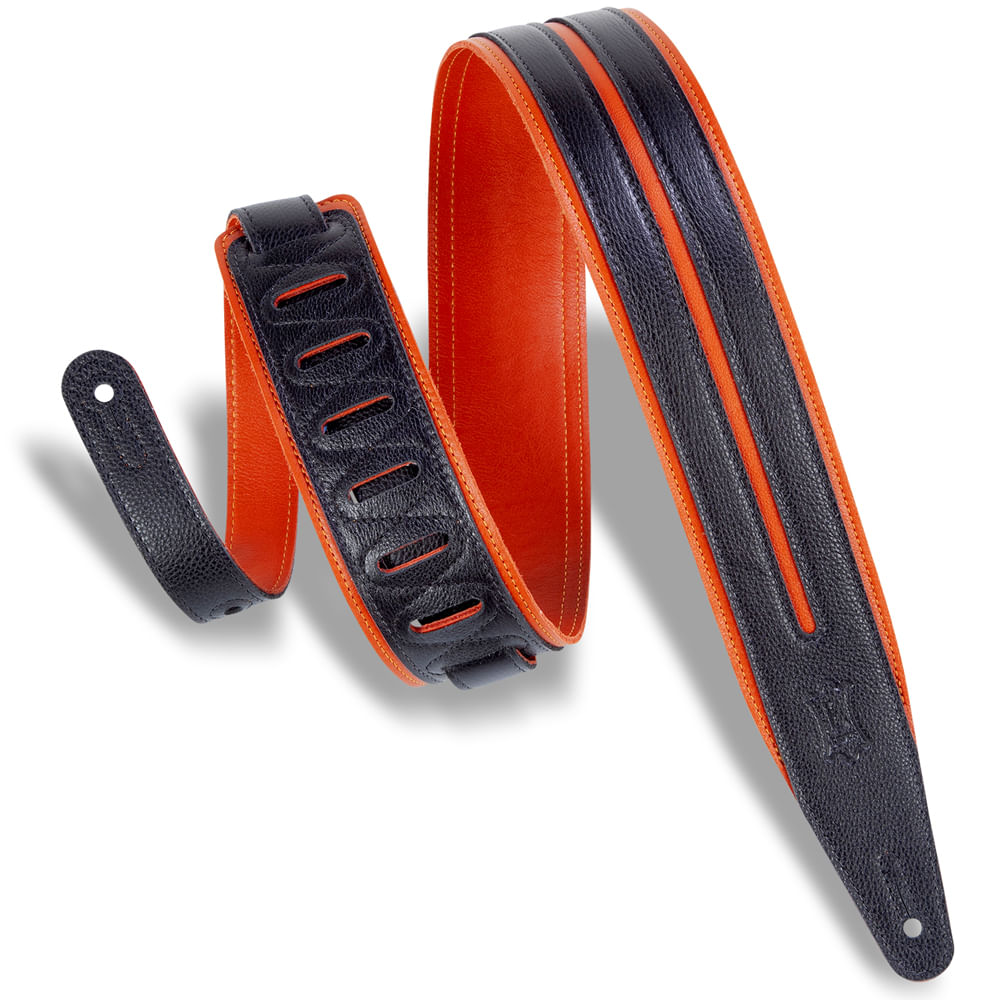 Levy's Rebel Series Double Racing Stripe Guitar Strap - Black/Red, 2 1/ ...