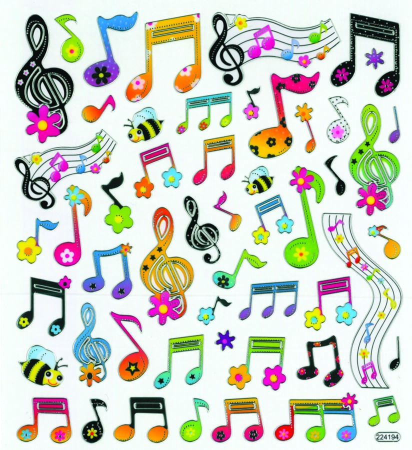 Floral Music Note Stickers - Cosmo Music