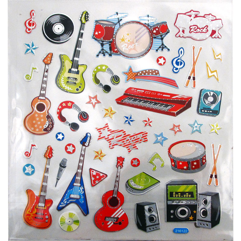 Rockin' Musical Instrument Stickers - Cosmo Music
