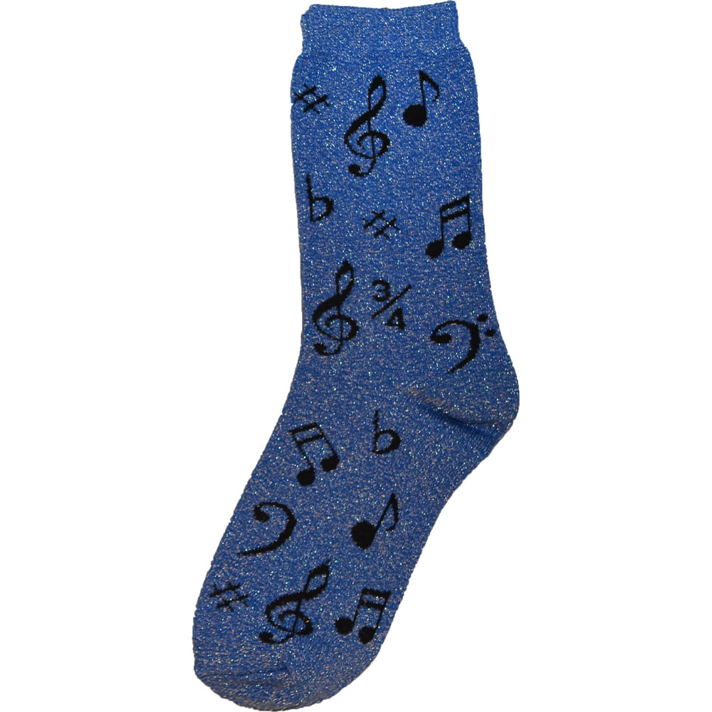 Music Note Socks - Metallic Blue | Cosmo Music - Cosmo Music