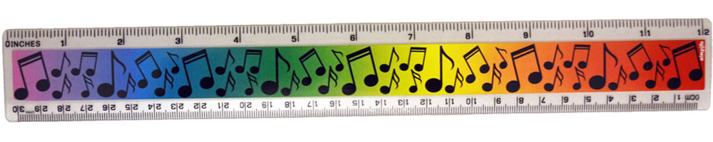 Music Note Ruler - Rainbow, 12" - Cosmo Music