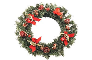 Pine Wreath with Instruments Ornament - Cosmo Music