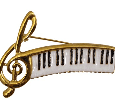 Keyboard Rhinestone Brooch - Gold - Cosmo Music