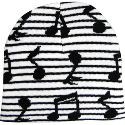 Music Notes Beanie - White/Black - Cosmo Music
