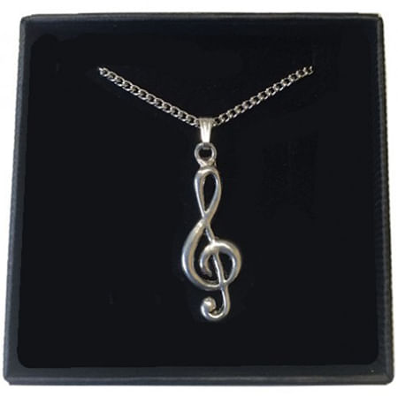 Treble Clef Necklace - Pewter - Cosmo Music