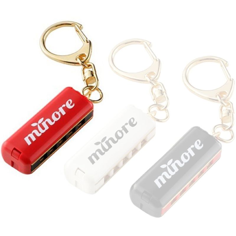 Suzuki Minore 5 Hole Mini Harmonica Keychain - Red - Cosmo Music