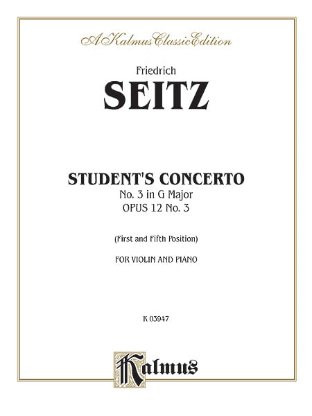Music Violin Seitz Concerto No.3 in G minor Op.12 (KAL) - Cosmo Music