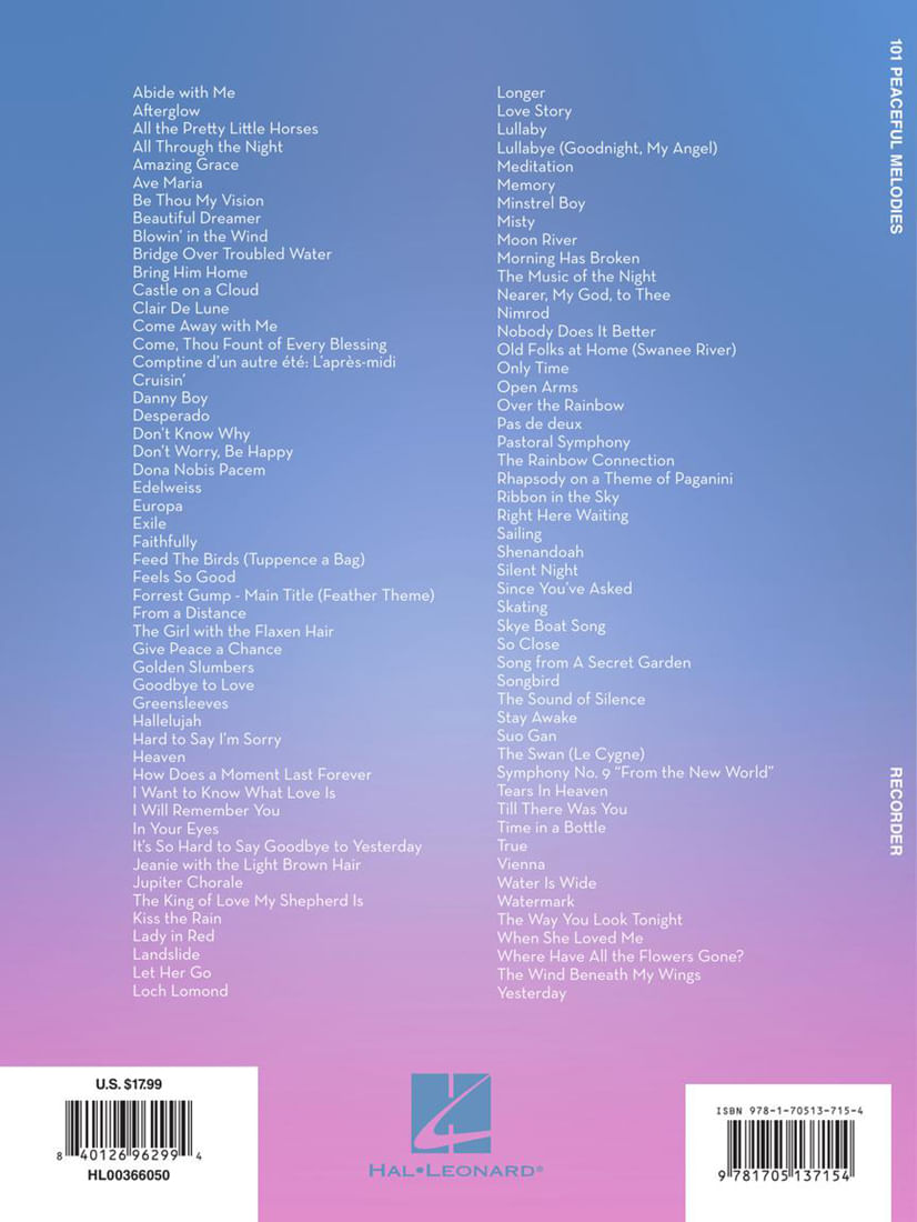 101 Peaceful Melodies for Recorder - Cosmo Music