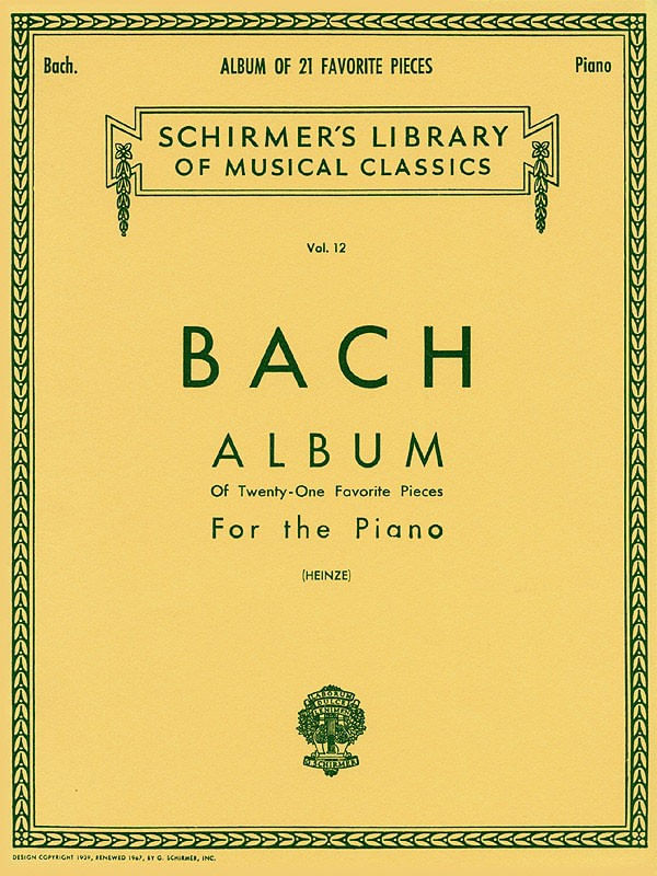 Music Piano Bach Album 21 Favorite Pieces Bach LB12 (Schirme - Cosmo Music