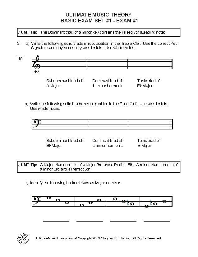 Basic Music Theory Exams Set 1 - Cosmo Music
