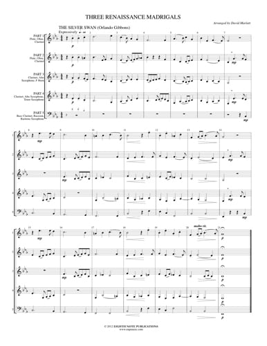 Three Renaissance Madrigals - (Flex Woodwind Ensemble) - Cosmo Music