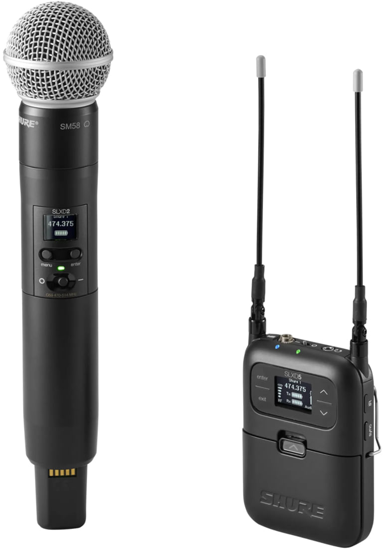 Shure SLXD25/SM58 Digital Camera-Mount Wireless Handheld Mic System ...